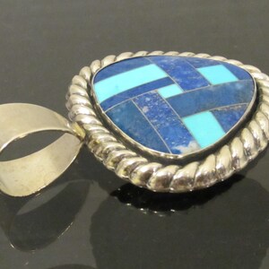 SALE Vintage Sterling Silver Inlay Mixed Gemstone Pendant - Etsy