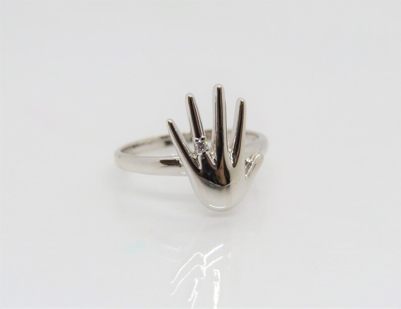Vintage Sterling Silver White Topaz Hand Ring Size 8 - Etsy