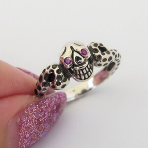 Vintage Sterling Silver Red Ruby Skull Ring Size 8 - Etsy