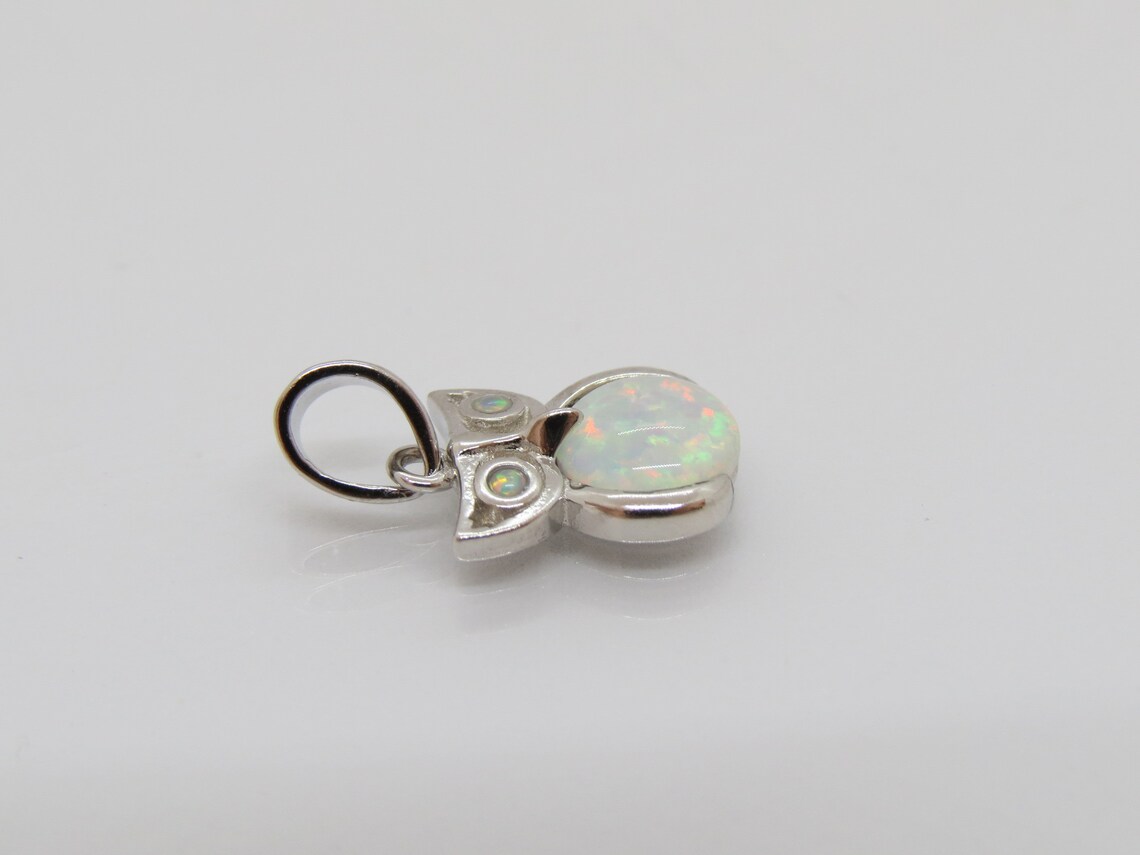 Vintage Sterling Silver White Opal Owl Pendant - Etsy