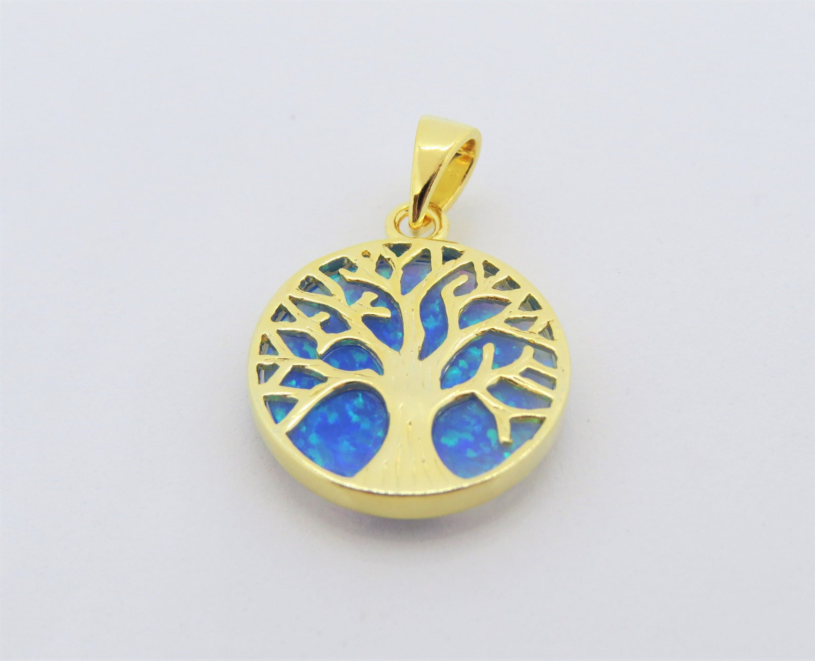 Vintage 14K Gold Plate on Sterling Silver Blue Opal Tree of | Etsy