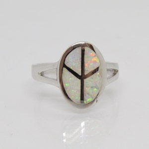 Vintage Sterling Silver White Opal Peace Sign Ring Size 8 - Etsy