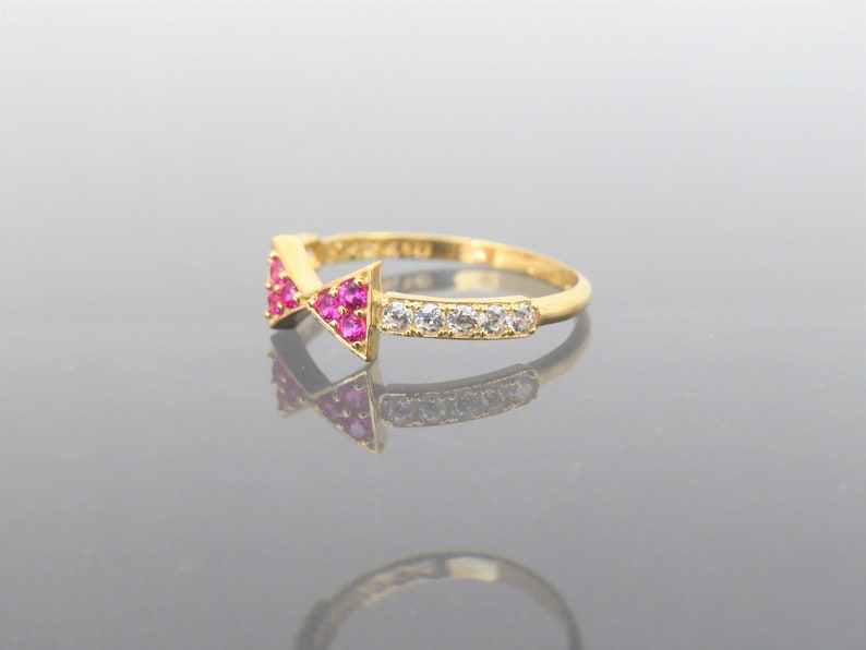 Vintage 18K Solid Gold Ruby & White Topaz Triangle Ribbon Bow | Etsy