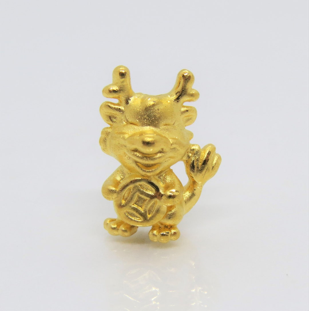 Vintage Pure 24K 9999 Gold Pixiu Dragon Charm Bead Pendant - Etsy