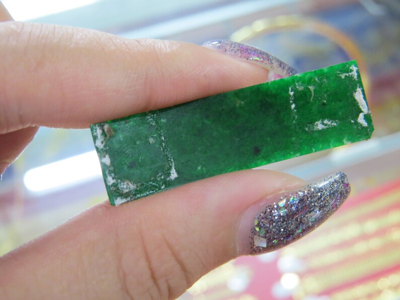 Vintage Natural Emerald Green Jade Jadeite Loose Gemstone for Cuff ...