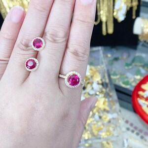 Vintage 18K Solid Yellow Gold 1.22ct Ruby & White Topaz Stud Earrings - Etsy