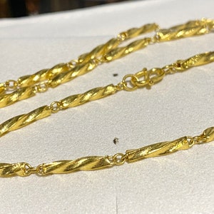 Vintage 24K 980 Pure Gold Twisted Bamboo Link Chain Necklace 18'' - Etsy