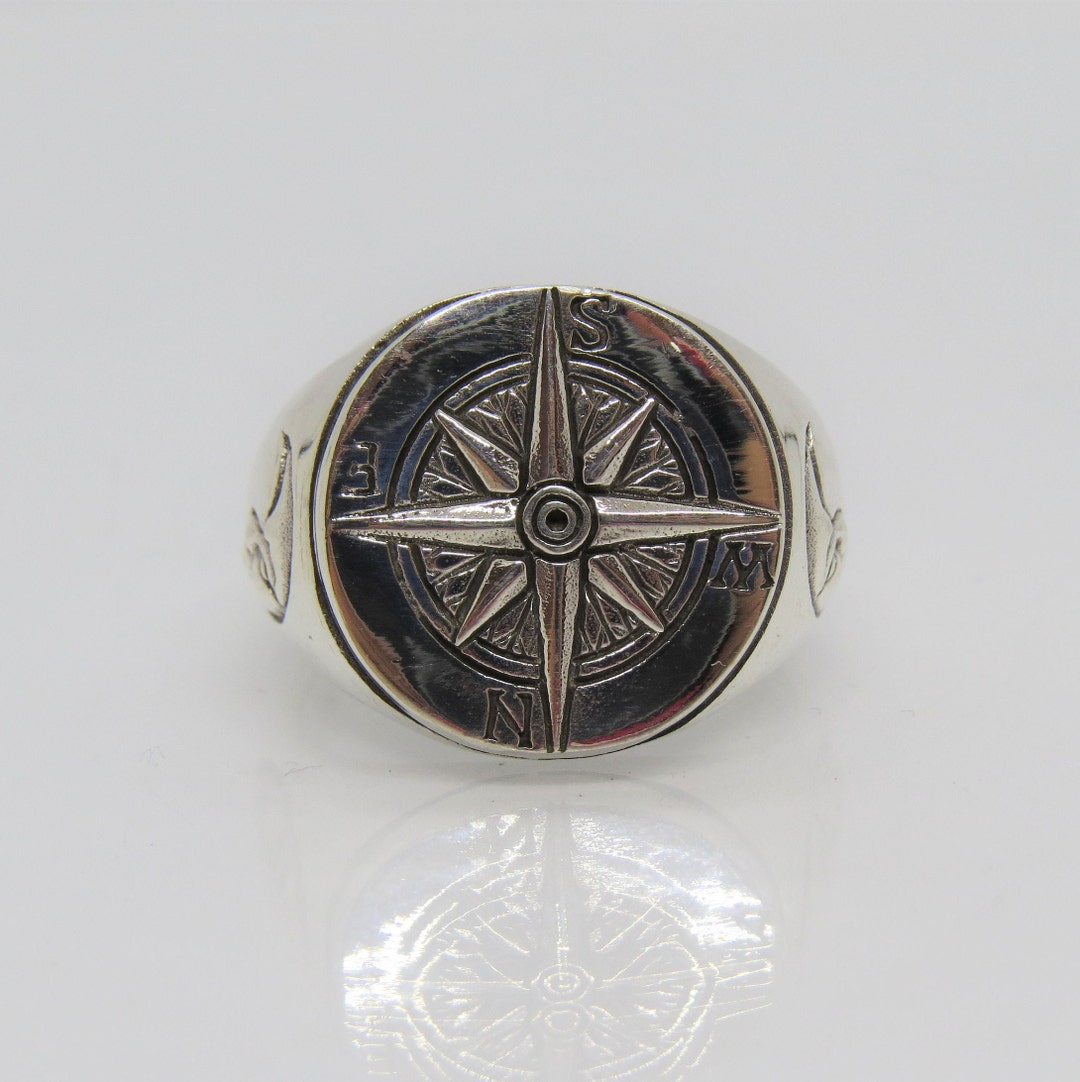 Vintage Sterling Silver Compass Men's Ring Size 10 - Etsy