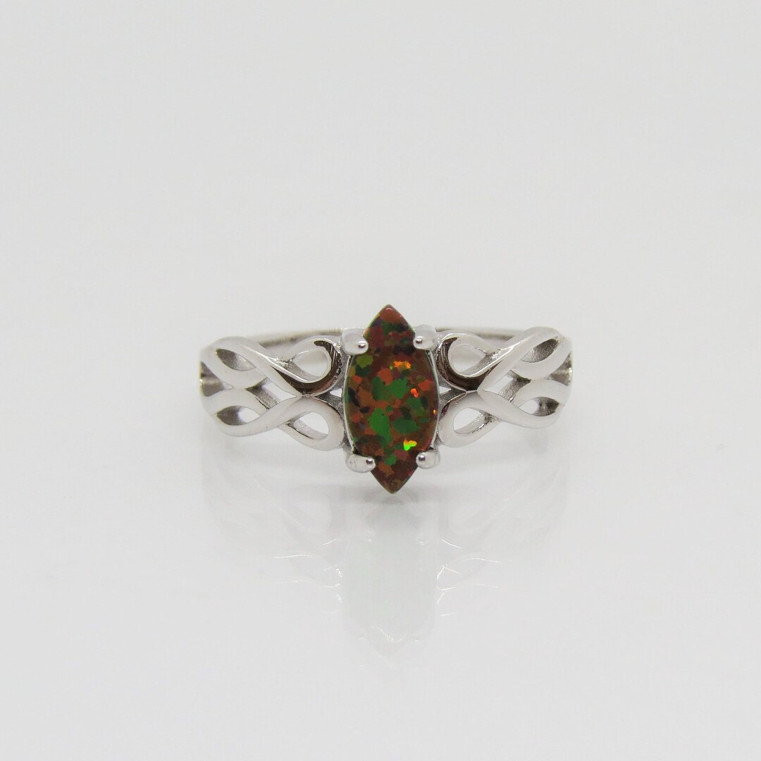 Sterling Silver Celtic Black Opal Ring Size 8 - Etsy
