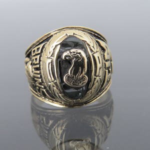 Vintage 10K Solid Yellow Gold Dark Black Onyx 1965 Class Ring Jostens ...