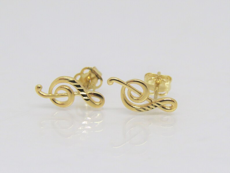 Vintage 14K Solid Yellow Gold Music Note Earrings - Etsy