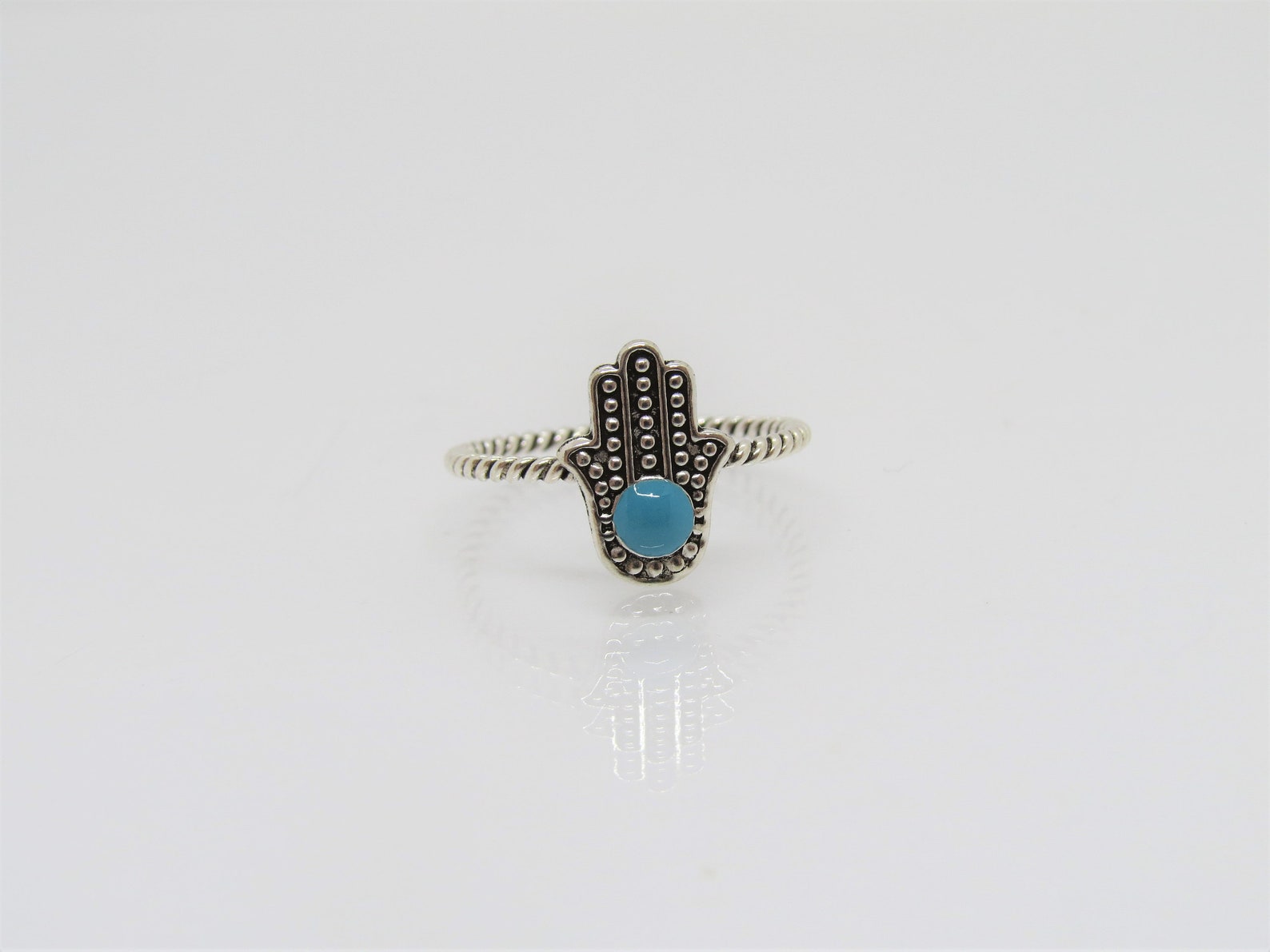 Vintage Sterling Silver Turquoise Hamsa Hand Ring Size 7 | Etsy