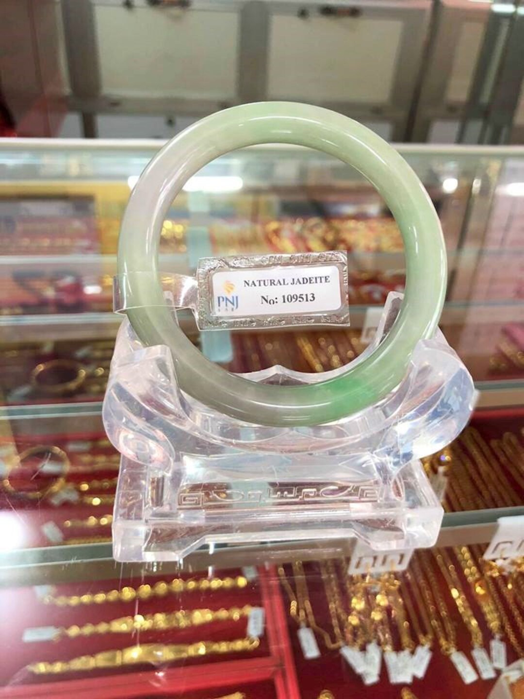 Vintage Translucent Natural Green, White Jadeite Jade Bangle Bracelet ...