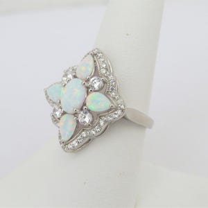 Vintage Sterling Silver White Opal & White Topaz Ring Size 7 - Etsy