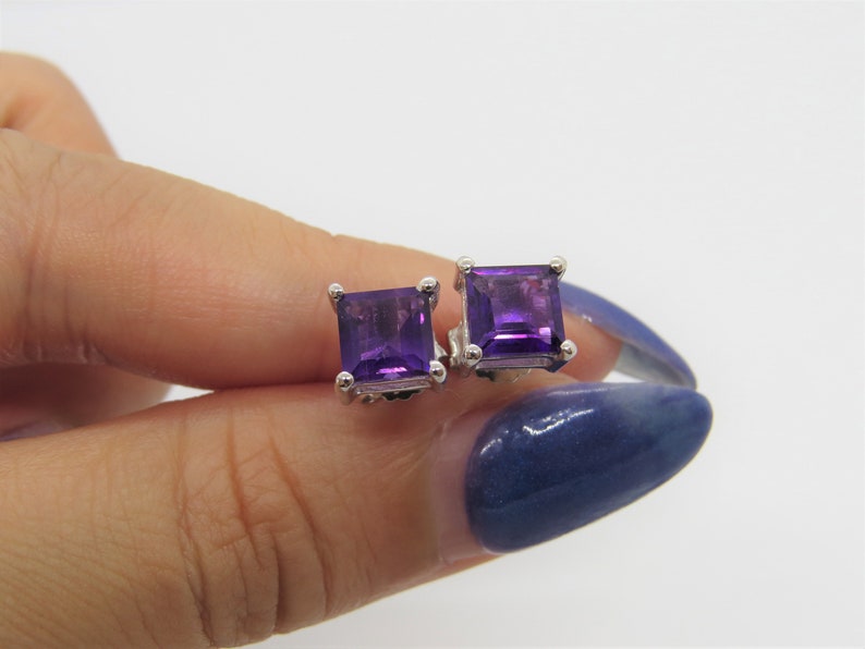 Vintage Sterling Silver 2.25ct Natural Square Cut Amethyst | Etsy