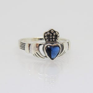 Vintage Claddagh Sterling Silver Blue Sapphire Ring Size 7 - Etsy