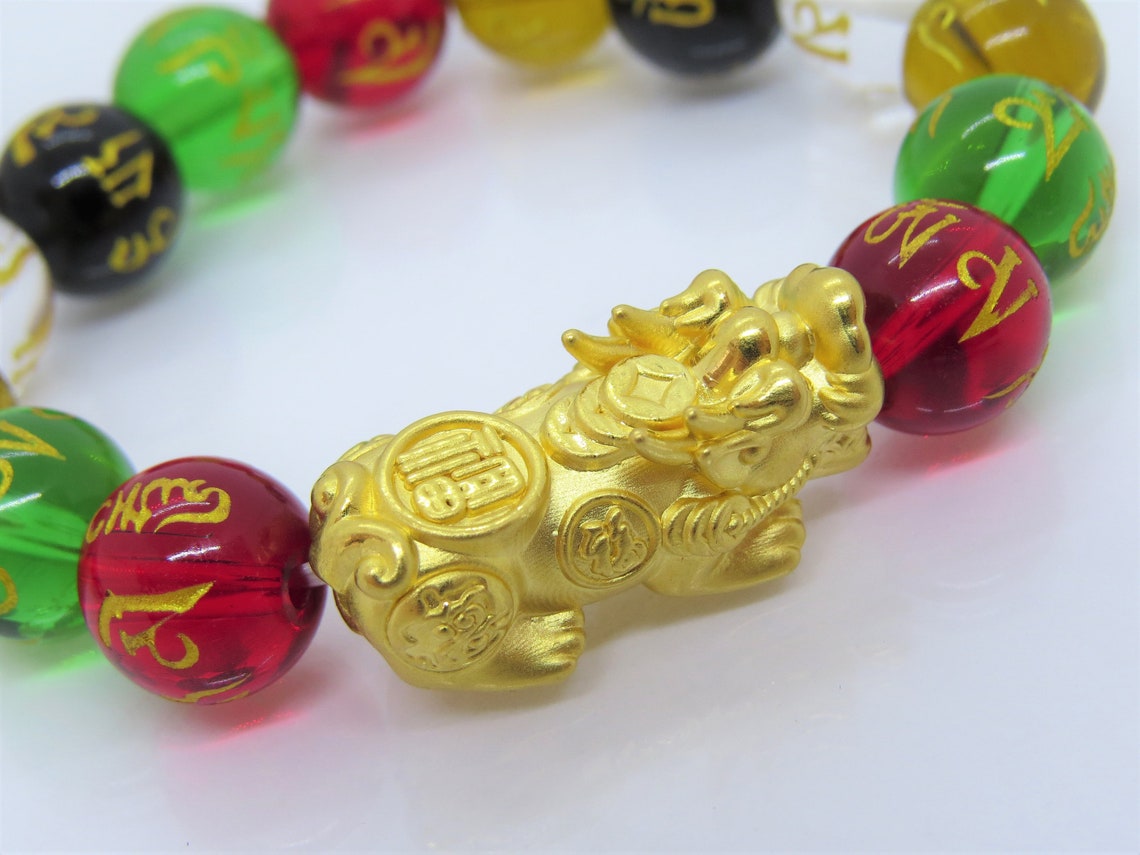 Vintage 24K 9999 Yellow Gold 3D Pixiu With Multi Color | Etsy