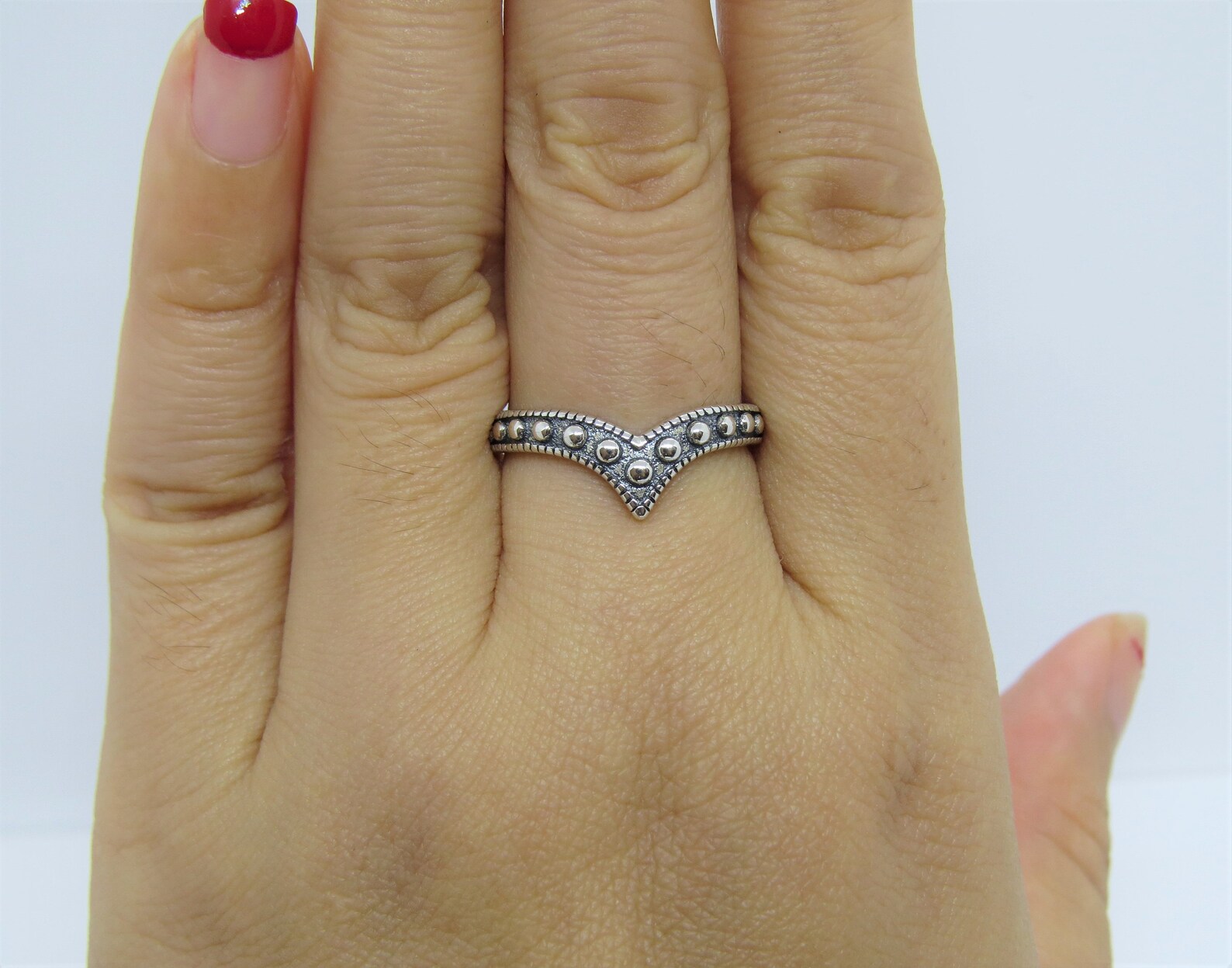 Vintage Sterling Silver V Shape Dots Ring Size 7 - Etsy