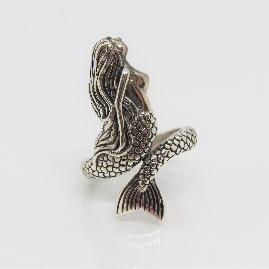 Vintage Sterling Silver Mermaid Adjustable Ring Size 7 - Etsy