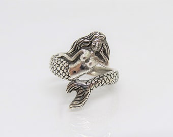Silver Mermaid Ring - Etsy