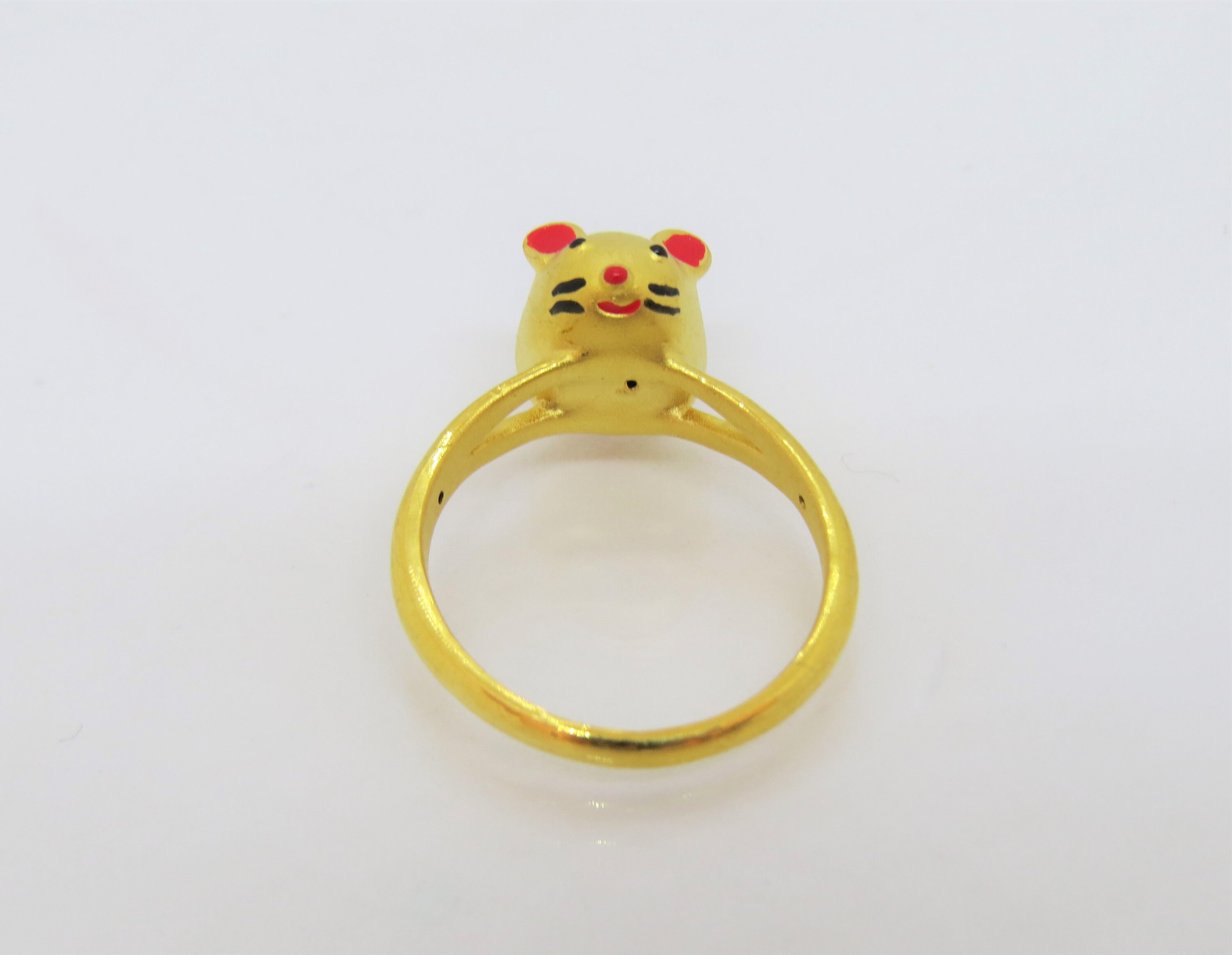 Vintage 24K 999 Gold 3D Red Enamel Rat Ring Size 67 | Etsy