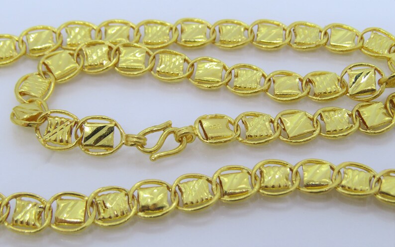 Vintage 24K 980 Solid Yellow Gold Diamond cut Link Chain | Etsy