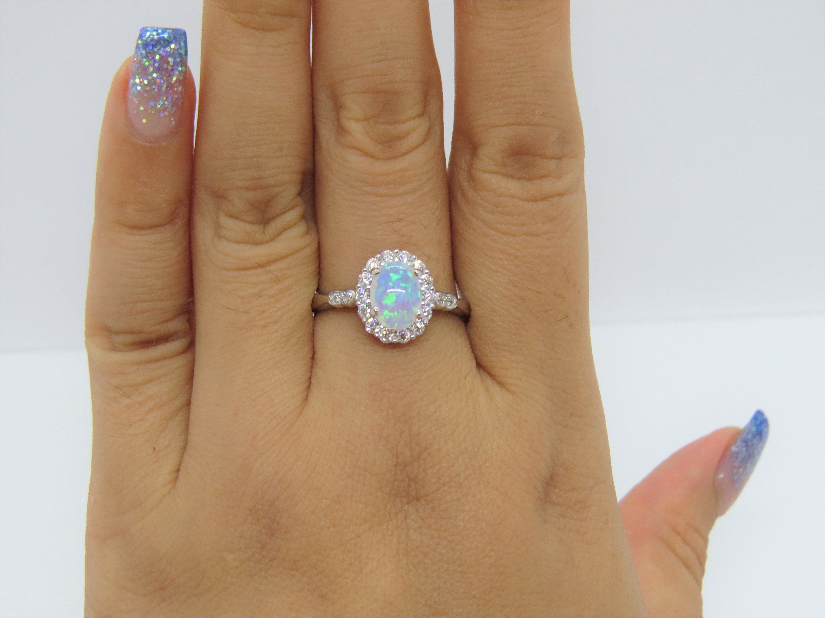 Vintage Sterling Silver White Opal & White Topaz Ring Size 7 | Etsy