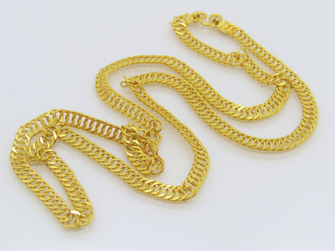 Vintage 24K 980 Solid Gold Cuban Link Chain Necklace 18.5'' - Etsy