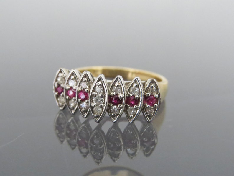 Vintage Marquise Style 21 Genuine Diamond & Ruby Ring .42ct - Etsy
