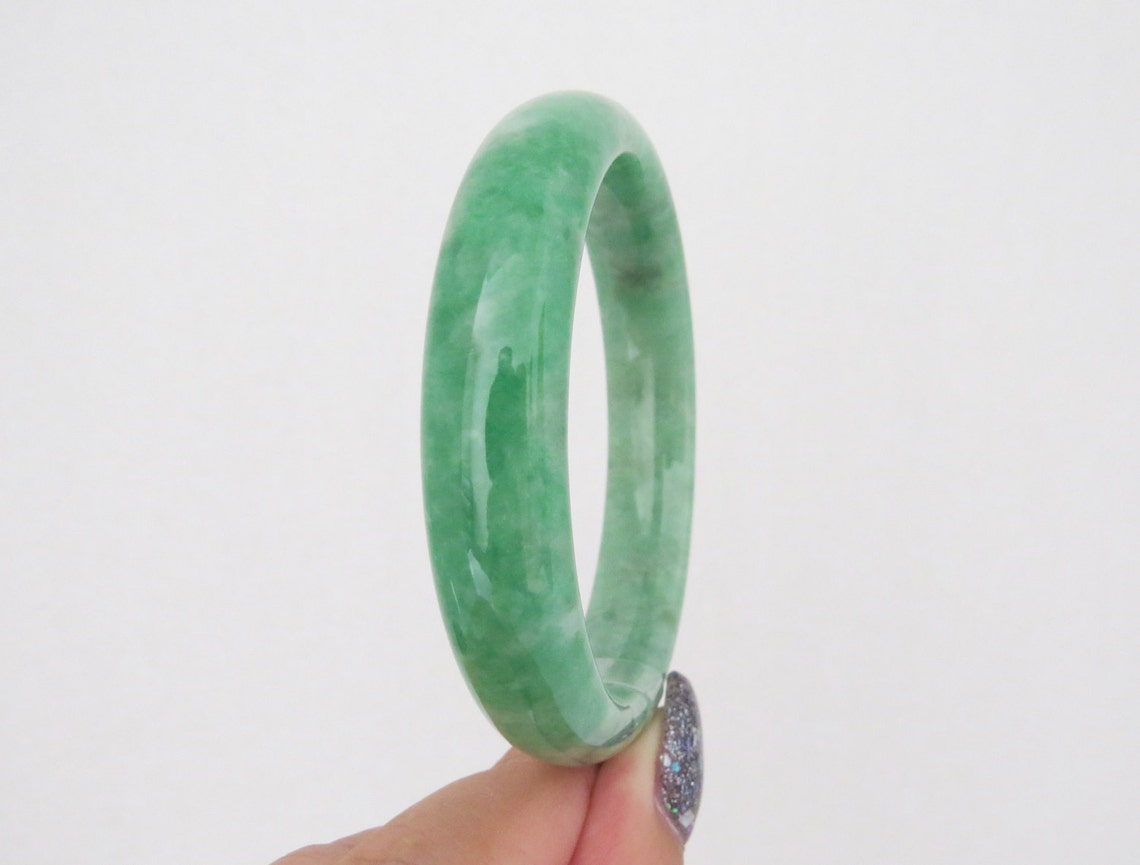 Translucent Natural Apple Green Jadeite Jade Vintage Wide - Etsy