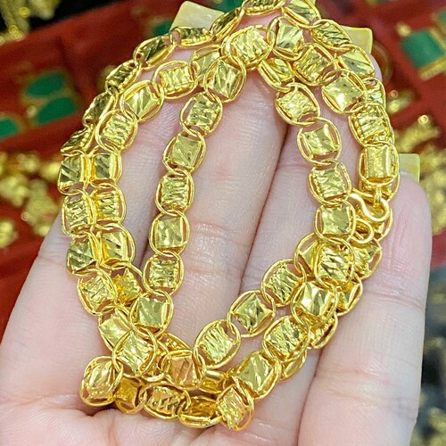 Vintage 24K 980 Solid Gold Cuban Link Chain Necklace - Etsy
