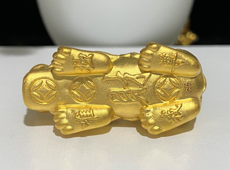 24K 999 Pure Gold Pixiu Dragon Charm Pendant Make for - Etsy