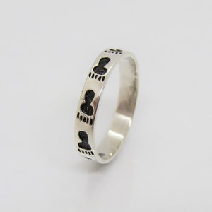 Vintage Sterling Silver Footprints Band Ring Size 7 - Etsy