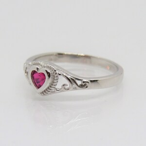 Sterling Silver Ruby Heart Filigree Ring Size 7 - Etsy