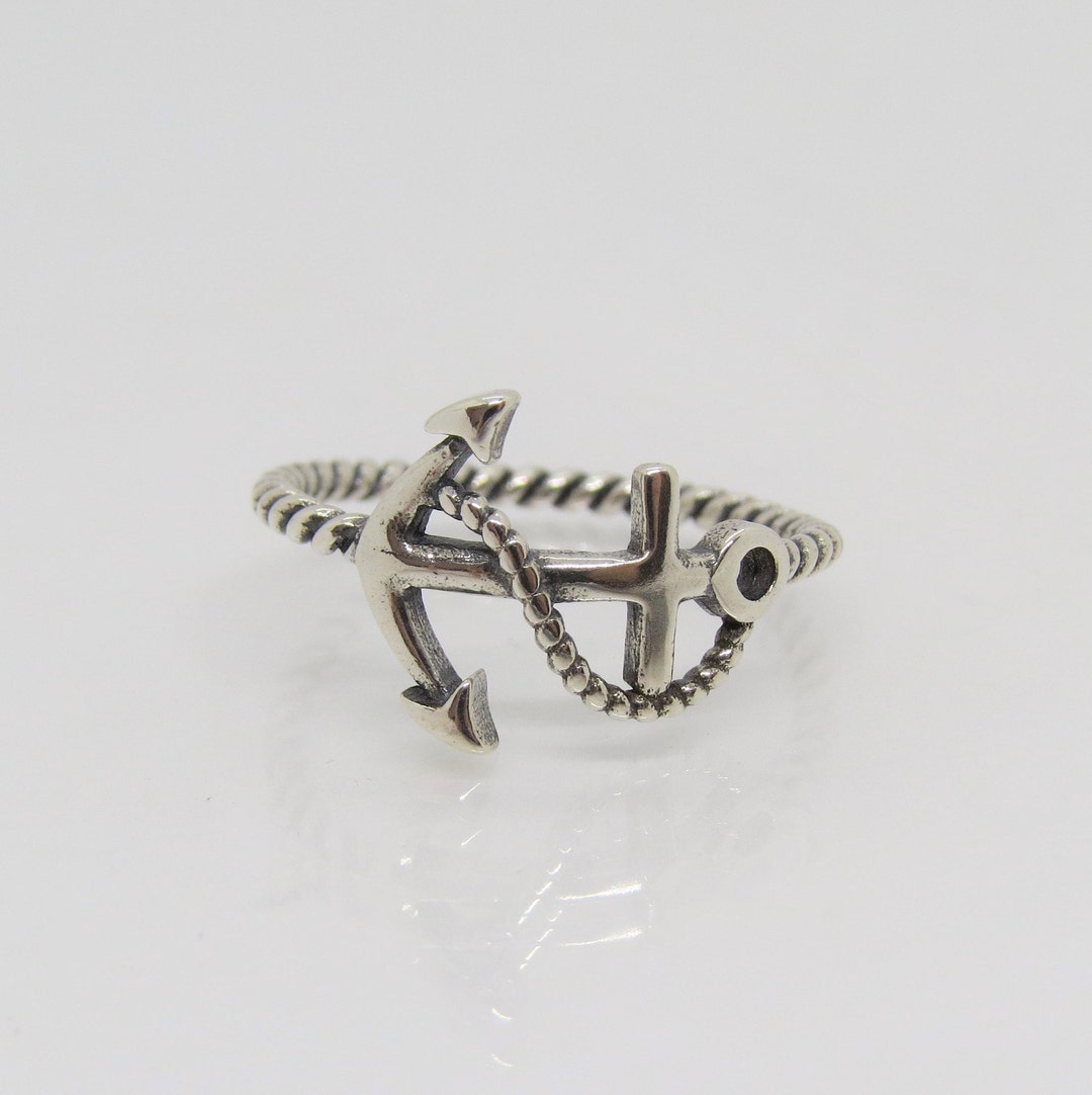 Vintage Sterling Silver Anchor Rope Ring Size 7 - Etsy