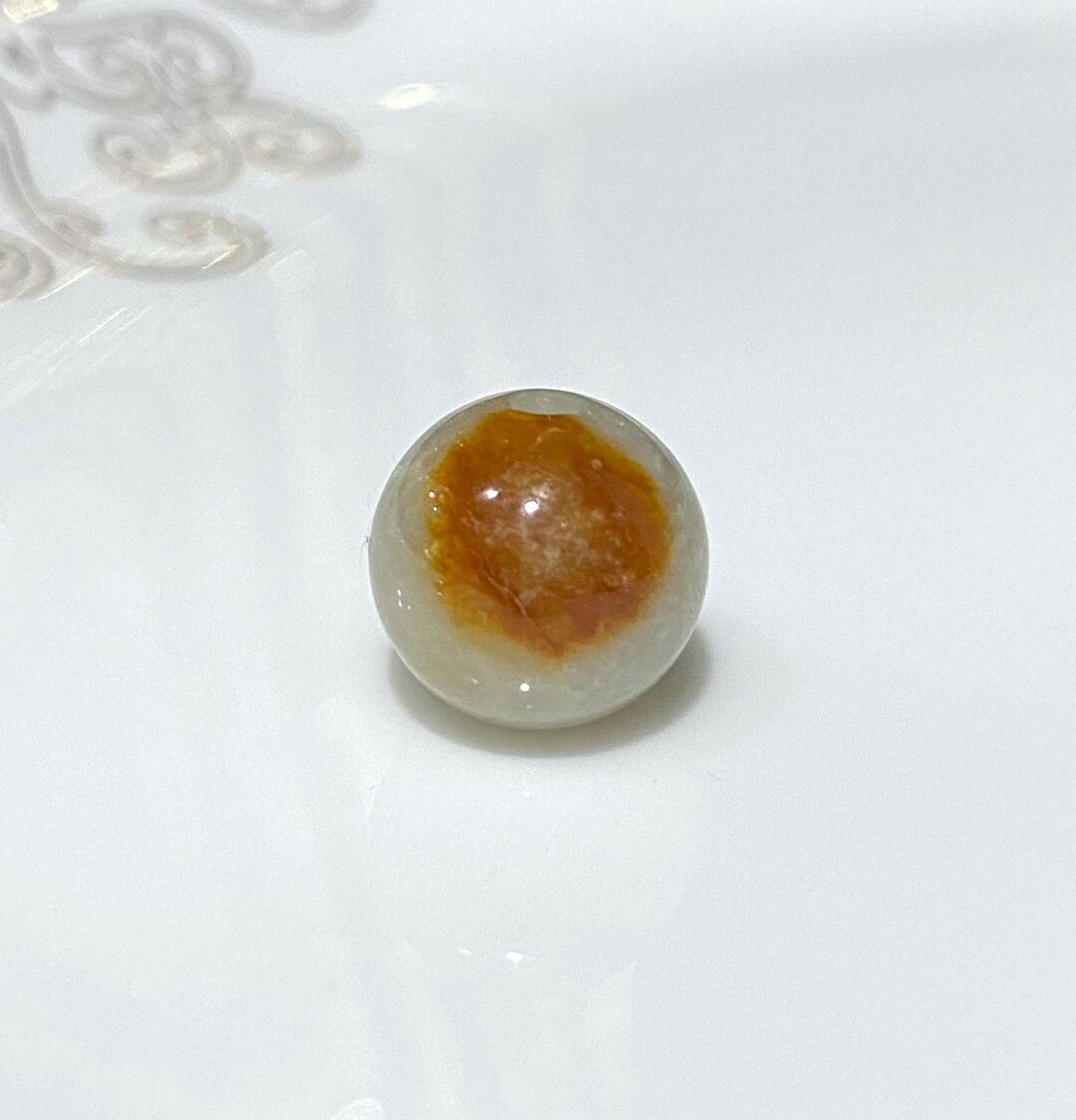 Vintage Translucent Natural Green, Brown Orange Jadeite Jade Bead. 11 ...