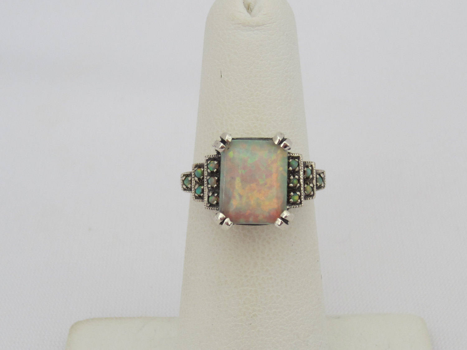 Vintage Sterling Silver White Opal Engagement Ring Size 7 | Etsy