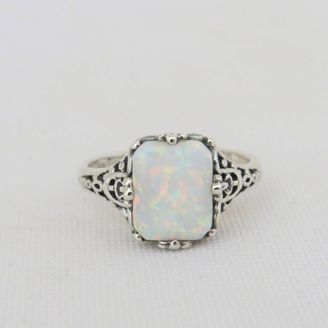 Vintage Sterling Silver White Opal Filigree Ring Size 7 - Etsy