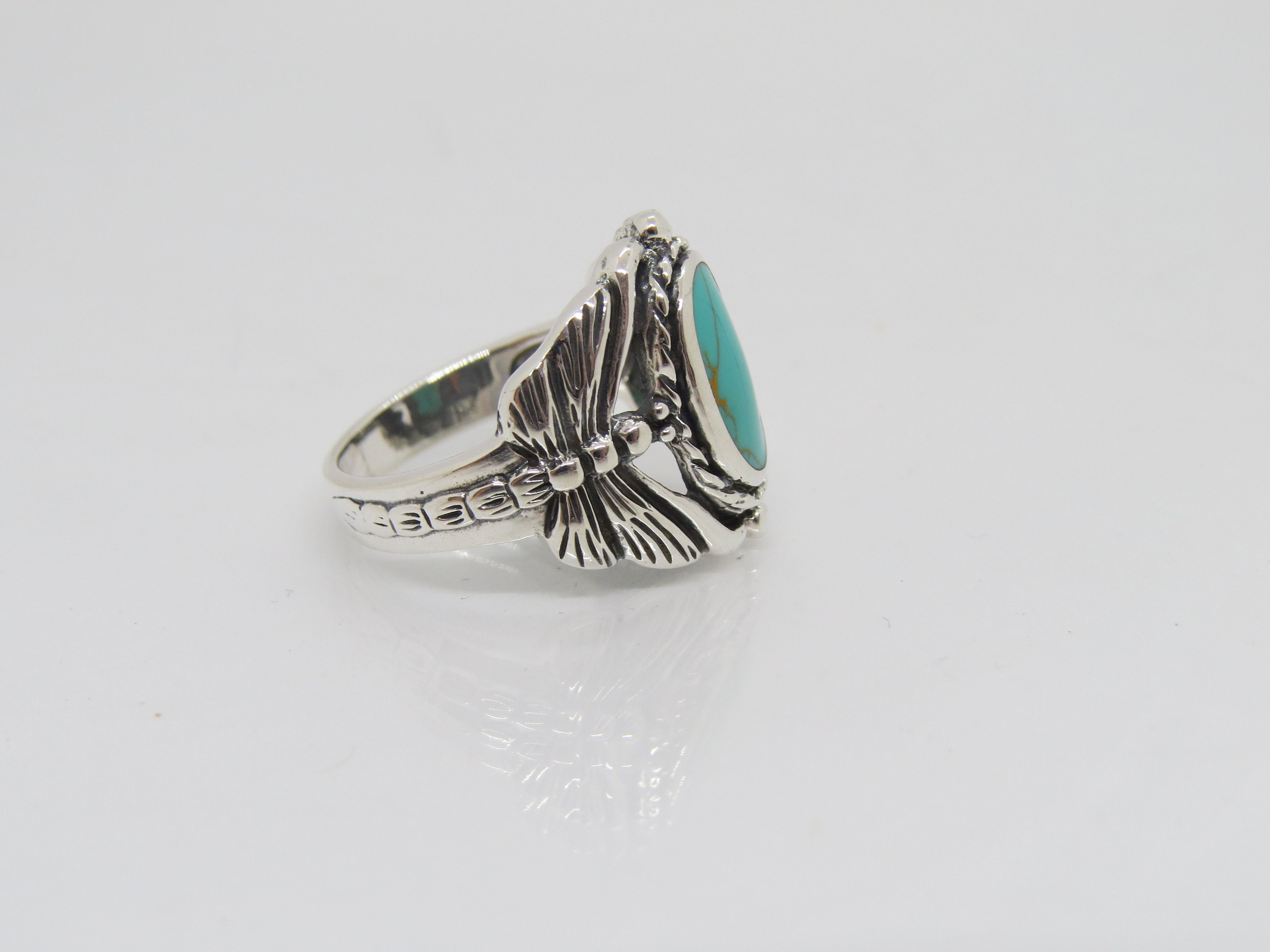 Vintage Sterling Silver Turquoise Dragonfly Ring Size 8 - Etsy