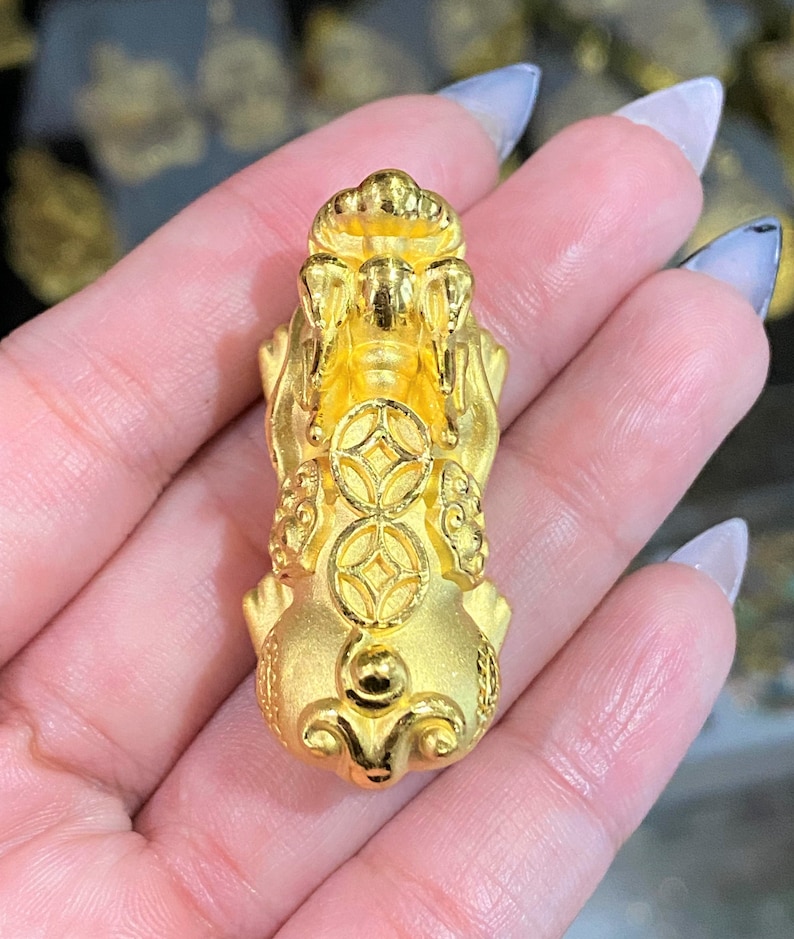 24K 999 Pure Gold Pixiu Dragon Charm Pendant Make for - Etsy