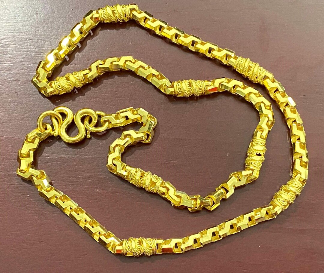 Vintage 24K Solid Gold Dragon Anchor Rolo Chain Necklace - 24 Inch. - Etsy