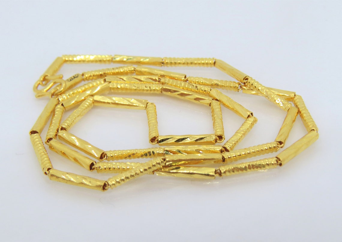 Vintage 24K 980 Pure Gold Bamboo Link Chain Necklace - Etsy