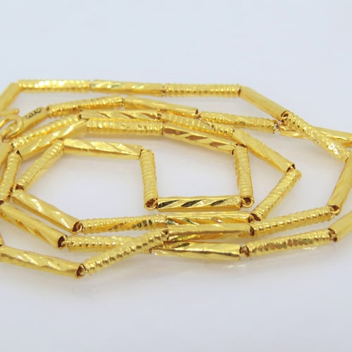 Vintage 24K 980 Pure Gold Bamboo Link Chain Necklace - Etsy