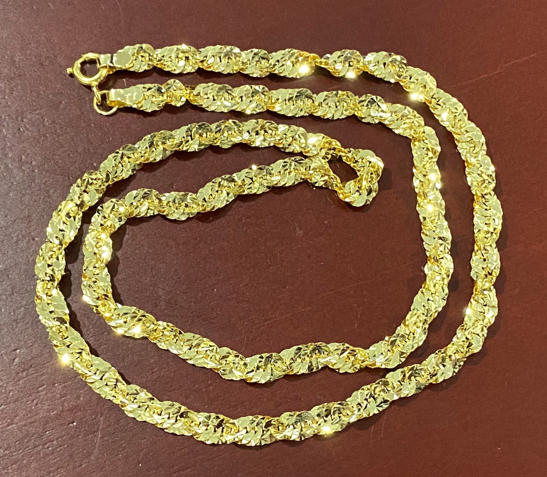 15K 610 Solid Gold Twisted Link Chain Necklace 18'' - Etsy