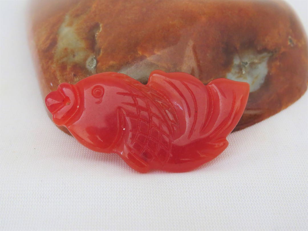 Vintage Red Jadeite Jade Gold Fish Make for Pendant - Etsy