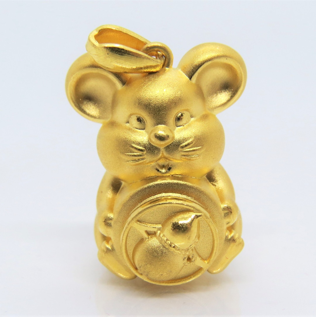 999 Pure 24k Gold 3D Rat, Mouse Zodiac Spinning Vintage Pendant - Etsy