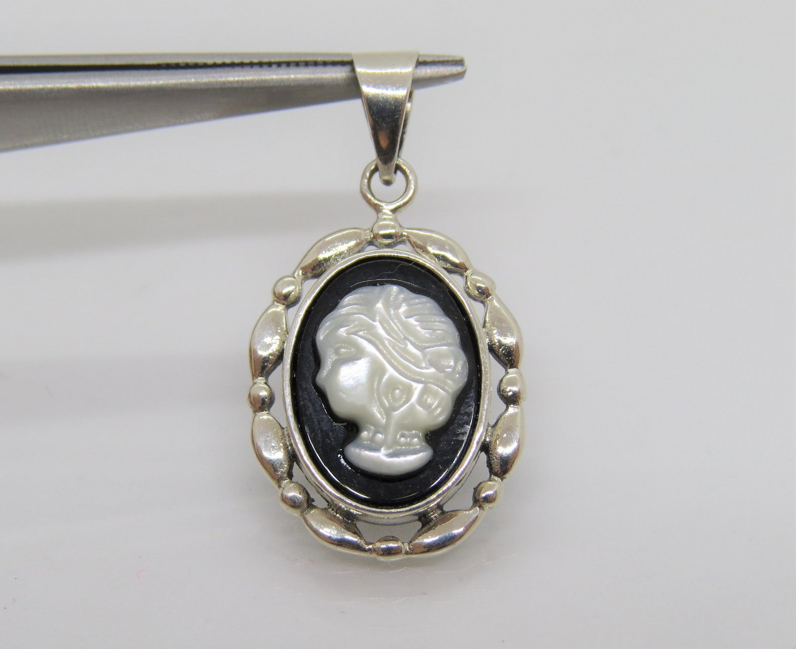 Vintage Sterling Silver Women Portrait Cameo Pendant - Etsy