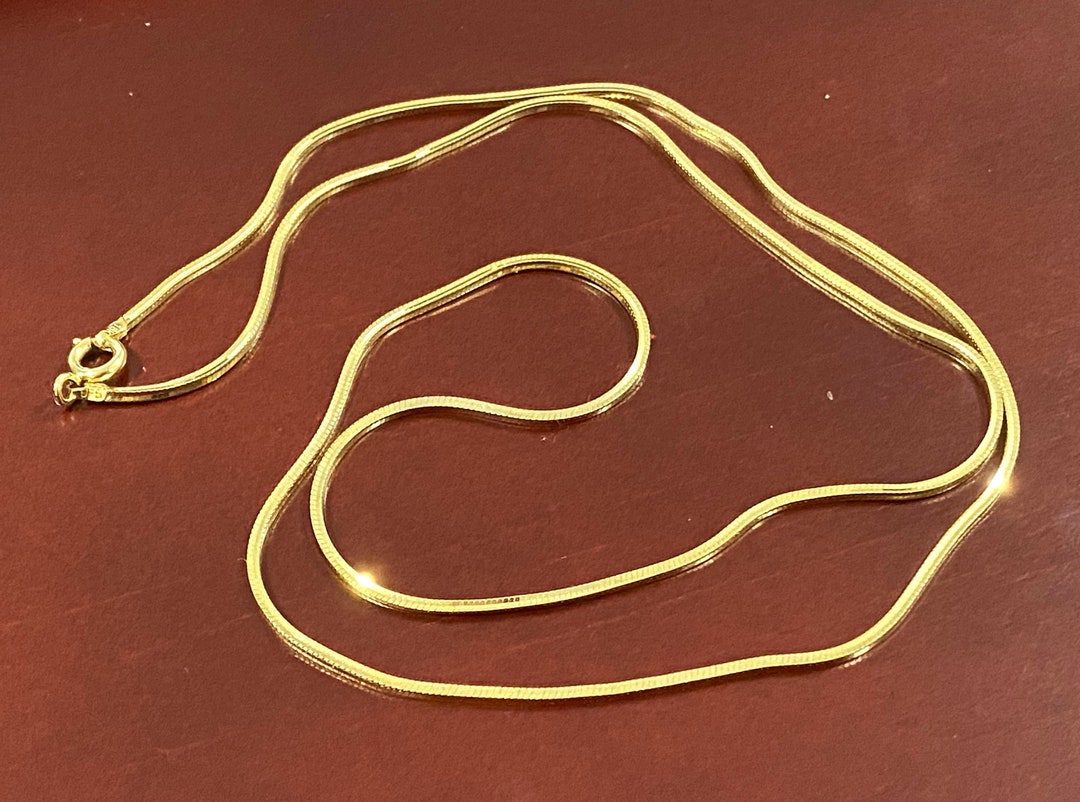 Vintage 18K Solid Yellow Gold Snake Link Chain Necklace 23'' - Etsy