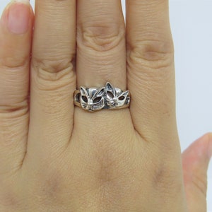 Vintage Sterling Silver Two Cat Face Ring Size 8 - Etsy