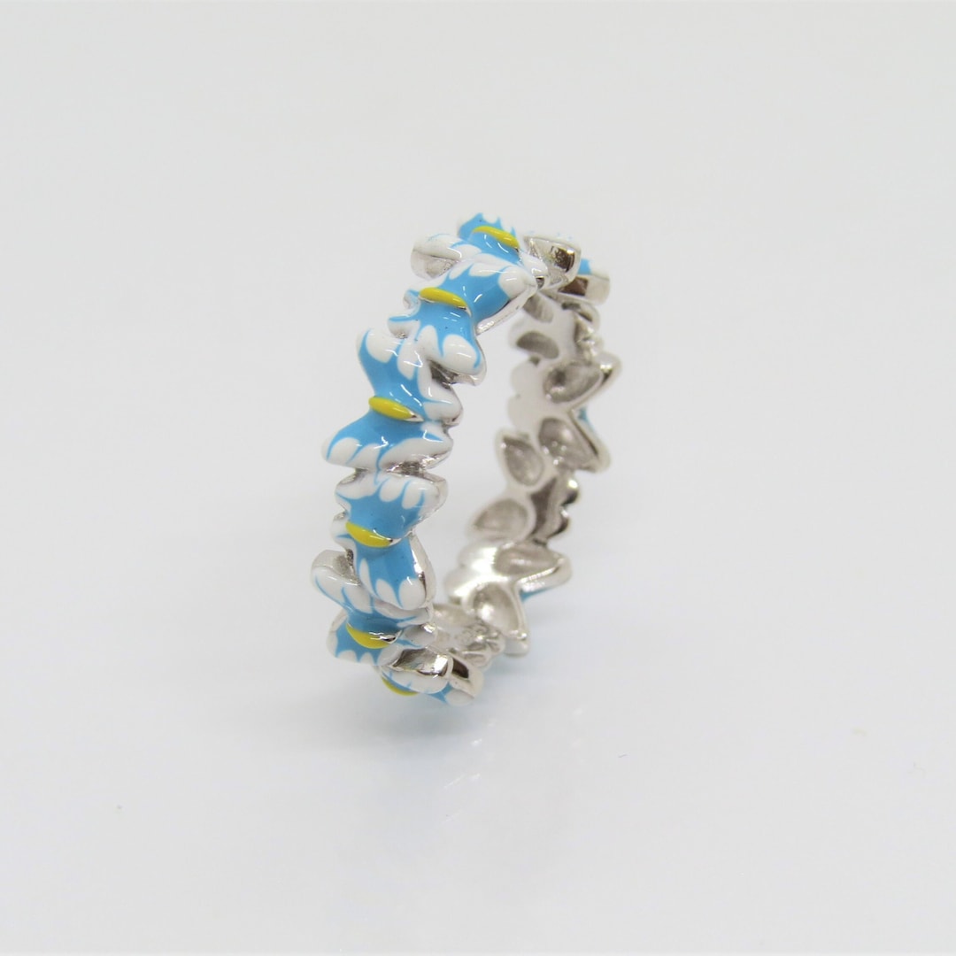 Vintage Sterling Silver Enamel Butterfly Band Ring Size 7 - Etsy